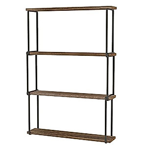 Wallniture Porto Floating Shelves for Wall Storage, Bookshelf Living Room Decor, Kitchen Organization, 4-Tier Bathroom Shelves, Wall Shelves for Bedroom Burnt Finish