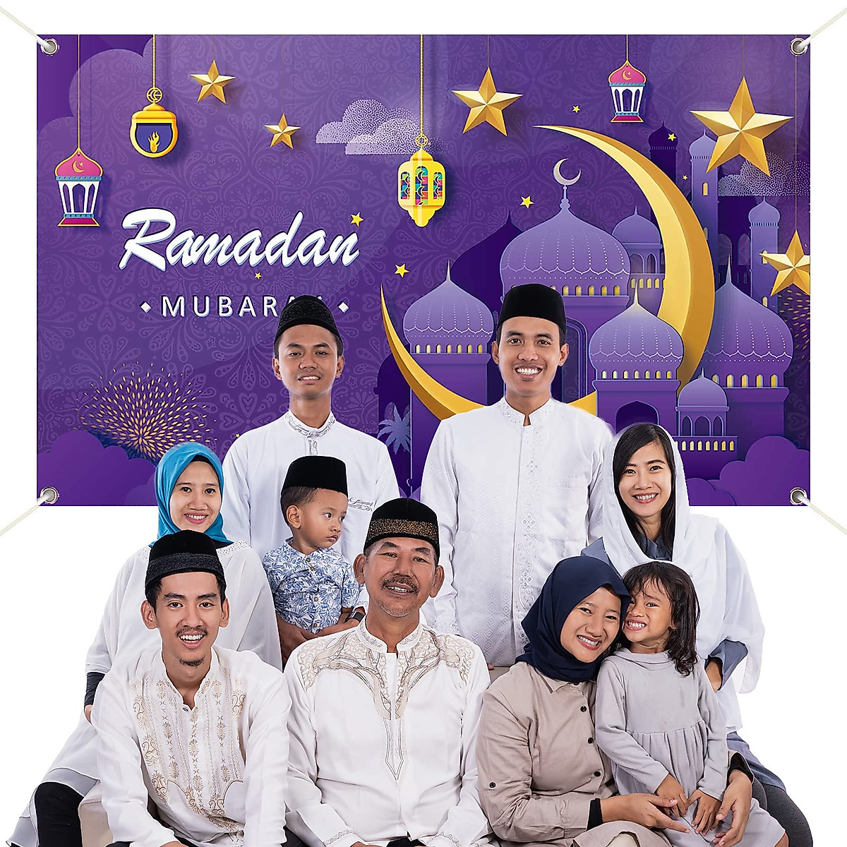 Ramadan Mubarak Decorations Ramadan Banner Eid Backdrop Background for Eid Al-fitr Party Decorations Supplies