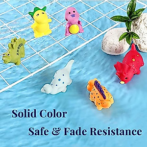 Mold Free Dinosaur Bath Toys for Toddlers/ Infants 6 - 12- 18 Months, No Hole No Mold Bathtub Toys, 1 2 3 4 Years Old Kids (6 Pcs with Storage Bag)