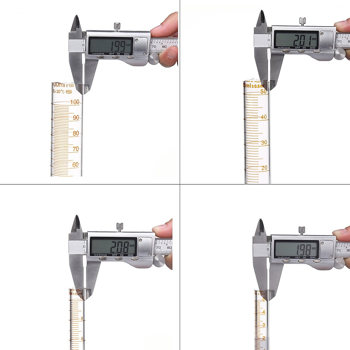 Thick Glass Graduated Measuring Cylinder Set 5ml 10ml 50ml 100ml Glass with Two Brushes
