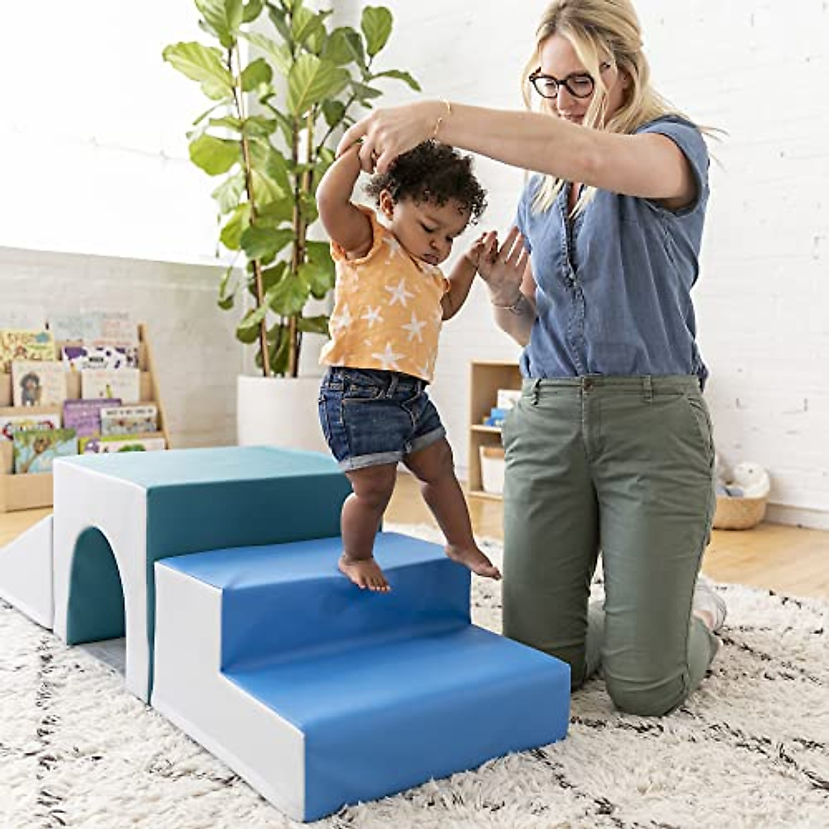 ECR4Kids SoftZone Single Tunnel Climber, Toddler Playset, Contemporary, 3-Piece