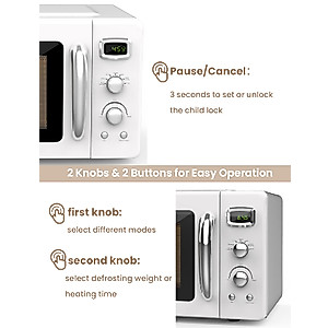 Retro Microwave Oven, SIMOE Compact Microwave Countertop 0.9 cu.ft. 900 W