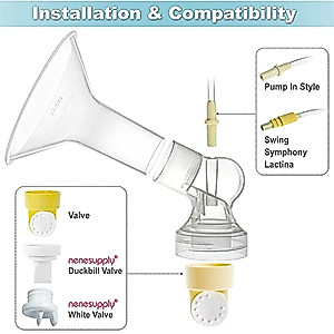 Nenesupply Pump Parts 21mm Flanges Compatible with Medela Breastpump Flange Valve Membrane Connector Compatible with Personalfit Connector Not Original Medela Pump Parts. Pump in Style Symphony