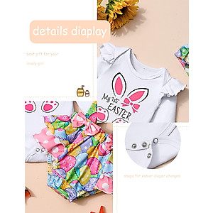 Von kilizo Easter Outfit Baby Girl My First Easter Baby Girl Outfit Bunny Print Long Sleeves Romper Baby Girl Easter Outfit Infant Easter Outfit Girl 0-3 Months