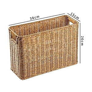 Ipetboom Magazine Wicker Basket Magazine Wicker Basket Woven Magazine Basket, 1 Pc Woven Magazine Rack Woven Storage Basket Woven Book Basket Magazine Wicker Basket Rattan Magazine Holder Desk Topper
