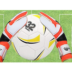 Amytrade Youth Adult Negative Cut Goalie Goalkeeper Gloves,Strong Grip for The Toughest Saves, with Finger Spines to Give Splendid Protection to Prevent Injuries (Orange, 7)