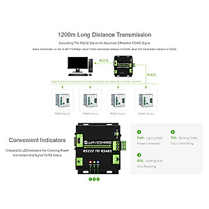 waveshare Industrial Grade Isolated RS232 to RS485 Converter with ADI Magnetical Isolation