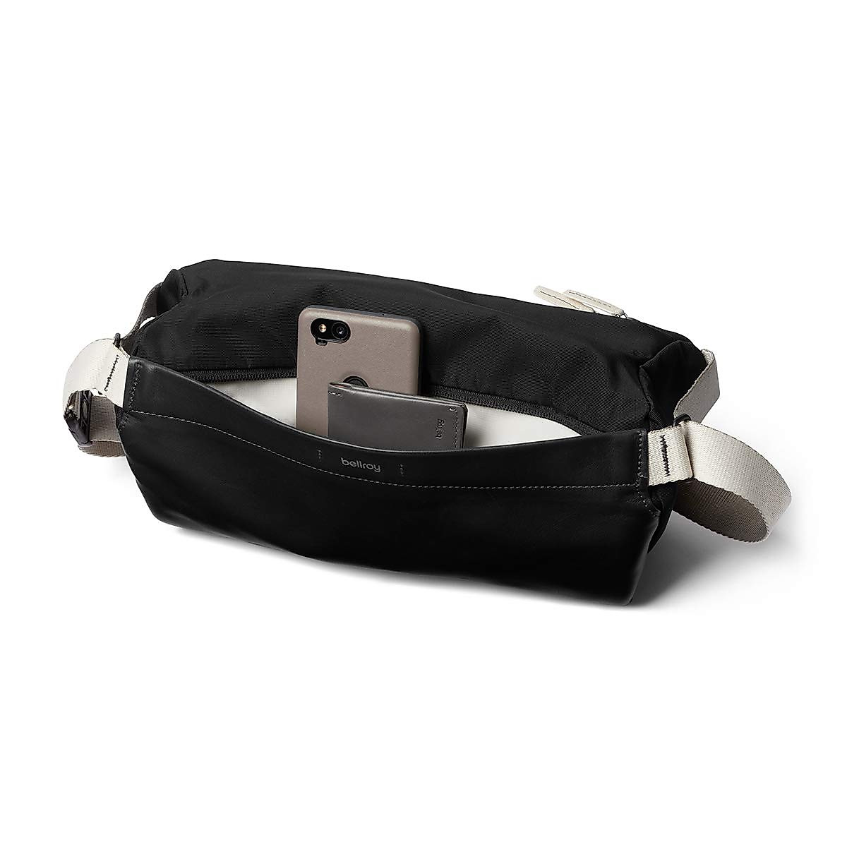 Bellroy Sling Bag - Premium (Premium Leather & Fabric Crossbody Bag For Men & Women, Multiple Organization Compartments, Magnetic Clasp) - BlackSand