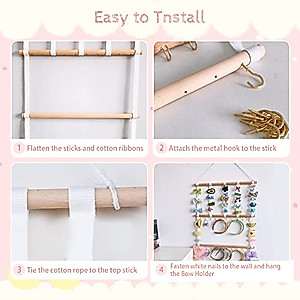 MEIXINZHI Bow Organizer for Girls Hair Bows, Baby Headband Organizer Headband Holder for Baby Girl Hair Bow Organizer for Wall, Room, Door or Closet