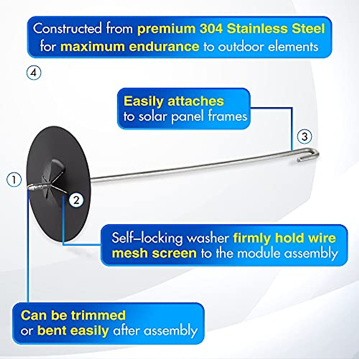 MAPORCH 30PCS Solar Panel Guard Clips, Critter Guard Fastener Clips for Attaching Galvanized Welded Wire Mesh to Solar Panels, Premium Aluminum Fastener Clips Firmly Hold Critter Mesh Securing Needs