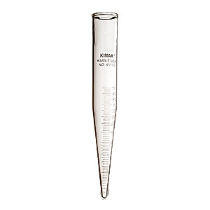Kimble 45170-125 Glass Conical Bottom 12.5mL API Centrifuge Tube with Long Taper, Graduated, Calibrated 'To Contain', Clear, Case of 12