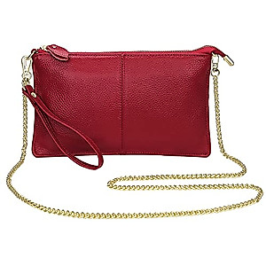 Uromee Wristlet Wallet Clutch Purses for Women Genuine Leather Crossbody Bag Handbag with Detachable Shoulder Chain