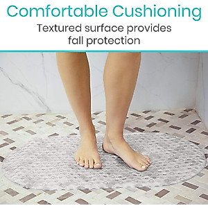 Vive Oval Bathtub Mat - Nonslip Shower Floor Pad - Non-Slip and Non-Skid for Bath Tub with Strong Rubber Suction Cup Grip - for Baby, Elderly, Kids, Bathroom (Gray)