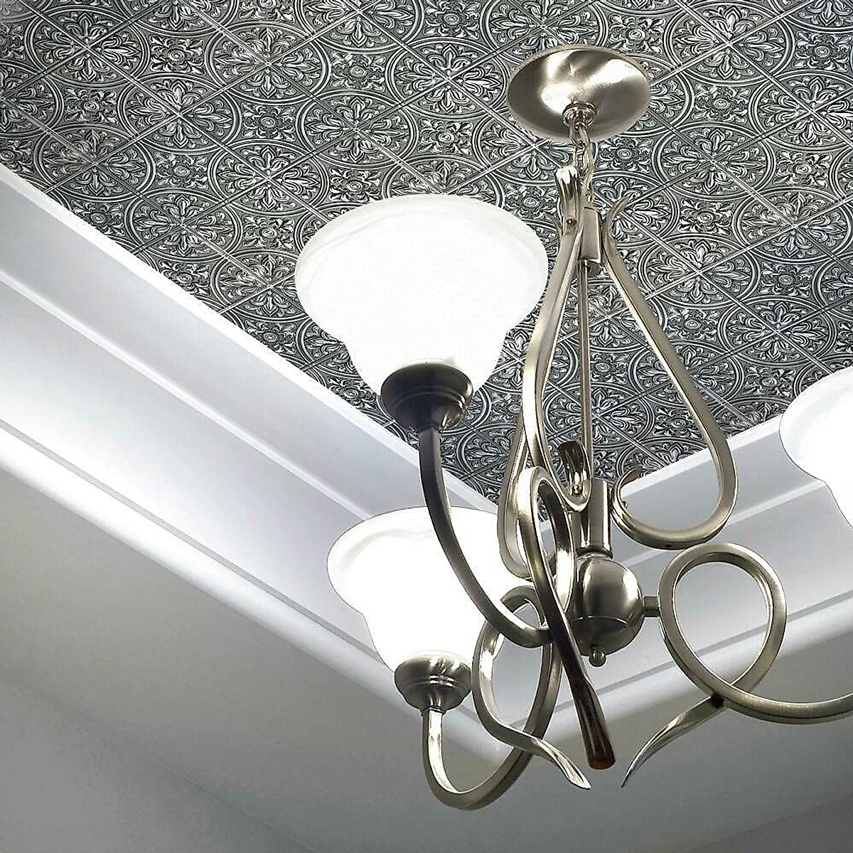 RoomMates TIL4624FLT StickTiles Silver Tin Peel and Stick Tile