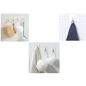 Transparent Hooks for Hanging Heavy Duty with Command Strips,Waterproof Bathroom Kitchen Heavy Duty Hooks, Best Shower Hooks for Inside Shower - 32 LBS Weight Capacity with Stainless Steel Hook