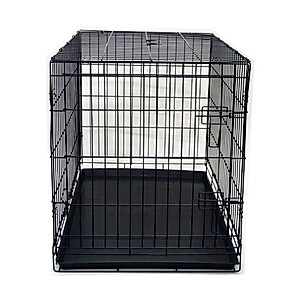 BestPet Large Dog Crate Dog Cage Dog Kennel 48 Inches Pet Puppy Playpen Outdoor Metal Wire Folding Travel Camping Crate with Divider Double Door Plastic Tray