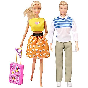 SOTOGO 33 Pieces Doll Clothes and Accessories for 11.5 Inch Girl Boy Doll Wedding Playset Include 12 Sets Doll Groom Suit/Wedding Dress/Casual Wearing Clothes, 8 Pairs Shoes and Doll Accessories