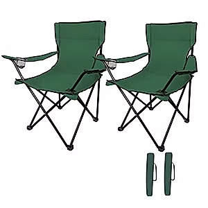 Cambyso Camping Chairs 2Packs Outdoor Chairs Foldable Portable Lawn Chair Ultra-Light Easy to Carry Fishing Chairs with Beverage Holder Heavy Duty Green