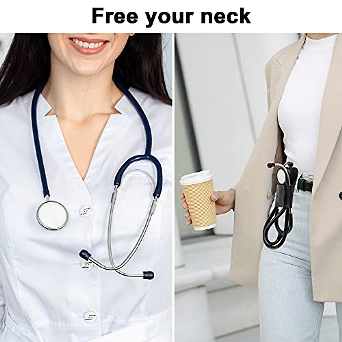 Beautyflier Black PU Leather Stethoscope Holder with Clip for All Models: Littmann, ADC, MDF, Adscope, Perfect for Physicians, Nurses, EMT, Medical Nursing Students, Work with Comfort (Black)