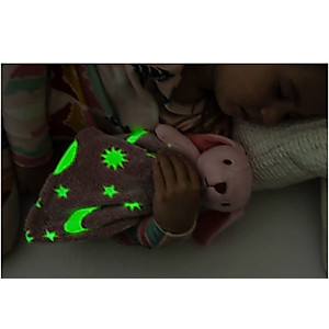 Believe BigDreams Rabbit Lovey Blanket - Baby Security Blankets for Girls - Polyester Baby Boy Security Blanket 15 x 15 Inches Lovies for Babies Glows in The Dark Stuffed Blanket Animal