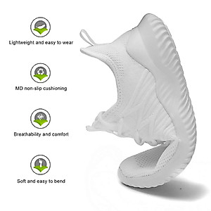 Womens Ladies Walking Running Shoes Slip On Lightweight Casual Tennis Sneakers Girls Kids Zapatos de Mujer White