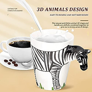 Ceramic Drinking Mugs Ceramic Coffee Mugs Porcelain Coffee Water Cup 3D Zebra Animal Tea Mug Milk Cup Juice Drinking Cup Espresso Cups for Home Office Hotel Ceramic Coffee Cup