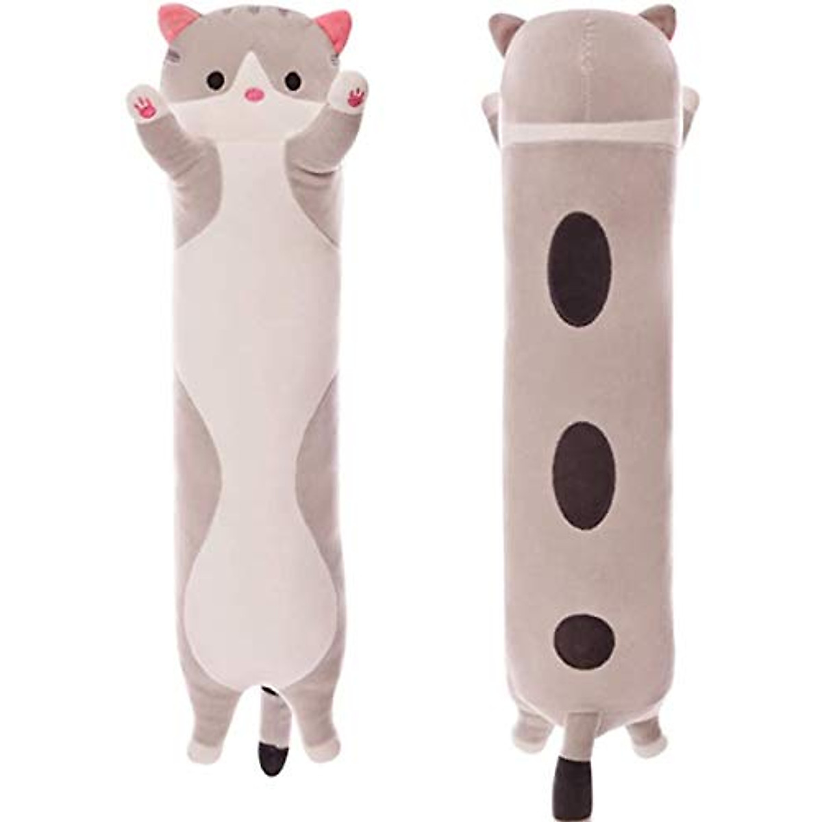 WUYU Lovely Plush Cat Doll Cute Cartoon Soft Stuffed Kitten Pillow Long Throw Sleeping Pillow Doll Toy Gift for Kids Girlfriend Multiple Size (Grey,50cm/19.6in)