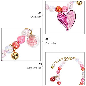 Heart Dog Necklace Collar Valentines Day Pet Pearls Neck Chain Adjustable Choker Wedding Collar Photo Prop Jewelry for Puppy Dog Cat Chihuahua Yorkie Rabbit Clothes Outfits Accessories M