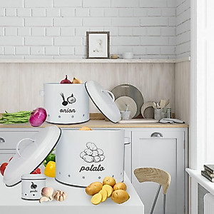 3-in-1 Large White Potato, Onion & Garlic Storage Canisters