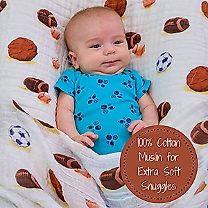 LollyBanks Muslin Quilts | 100% Cotton Nursery & Crib Blankets for Girls| Super Soft and Lightweight | Large Size 47" x 47" for Baby Toddler and Kid |Fun Sporty Print