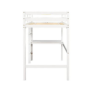 HomSof Twin Loft Bed with Built-in Desk,White