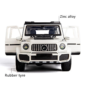 WAKAKAC 1/18 Scale Benz Model Car for Adults Collectible,Pull Back Vehicles with Music and Light,Hood Can Be Opened Cars(White)