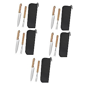 YARNOW 5 Sets Barbecue Knife and Fork Tools Backpack Set Grill Utensils Set Grill Utensil Kit Carving Knife for Meat Kitchen Roast Fork Knives for Slicing Meats Cutter BBQ Tools