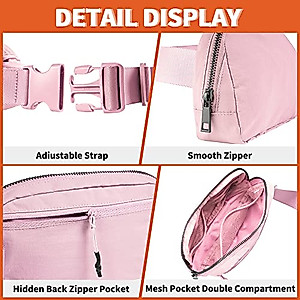 Fanny Packs for Women, Fashion Fanny Pack With Adjustable Strap Belt Bag for Women Fanny Pack Crossbody Bags for Women Pouch for Workout Running Travelling Hiking (Pink)