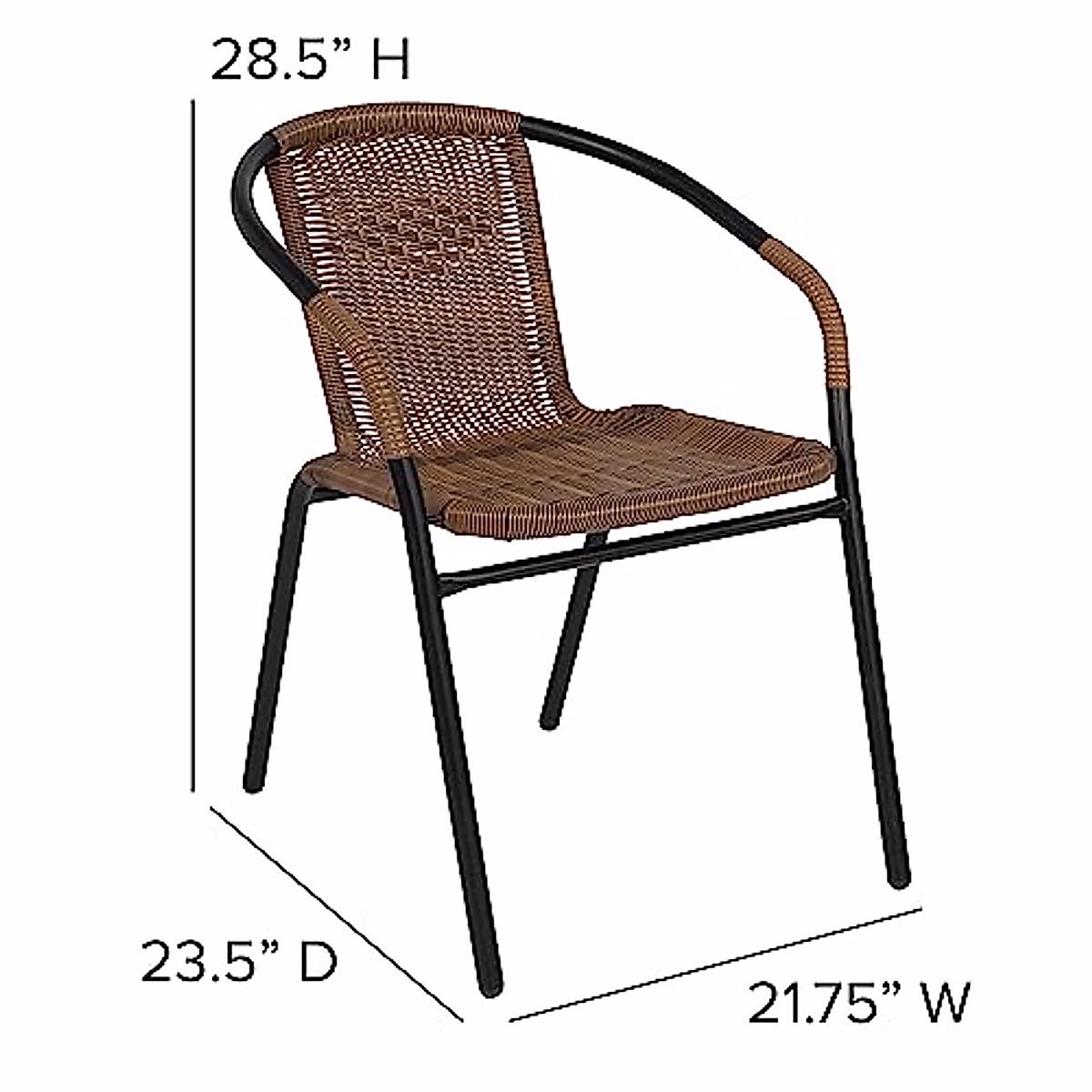 Flash Furniture Lila Modern Rattan Indoor/Outdoor Stackable Dining Chairs, Stacking Rattan Bistro Chairs for Patio or Restaurant, Set of 2, Brown