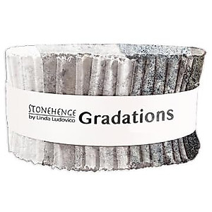 Northcott Jelly Roll - Stonehenge by Linda Ludovico Gradations Graphite Grays Greys 2.5"" Strips Roll-Up Bundle Quilter's Cotton Fabric Precuts (SGRAD40-99) M534.22