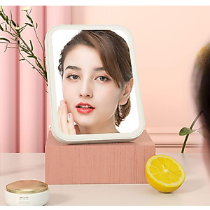 FQYYDD Illuminated Makeup Mirror Led Makeup Mirror Folds Portable Small Mirror