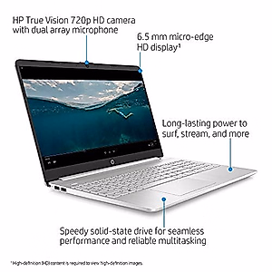 2021 HP 15.6" HD LED Laptop PC, Intel Core i3-1005G1 Processor, 8GB RAM, 256GB SSD, Wi-Fi 5, HDMI, Webcam, Bluetooth, Windows 10 S, Natural Silver, W/ IFT Accessories