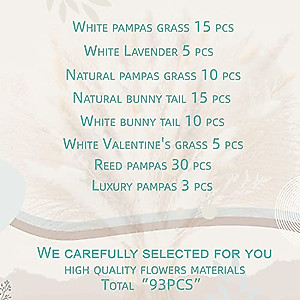 93PCS Natural Pampas Grass Mix Bouquet | Dried Pampas Bouquet for Wedding Boho Flowers Home Table Decor Desk Decor, Rustic Farmhouse