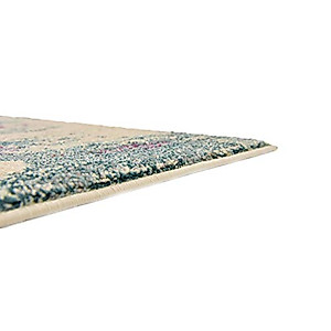 Unique Loom Positano Collection Coastal Modern Coral Lobster Shells Light Blue Area Rug (5' x 8')