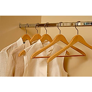Concave Wooden Top Hanger with Natural Finish, Thick Curved Coat Hangers with Chrome Swivel Hook for Jackets or Fine Shirts (Set of 12) by The Great American Hanger Company