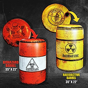Pack of 4 Combat Battlefield Inflatables + Pack of 2 Barrels Inflatable Compatible with Nerf. Laser Tag Warzone