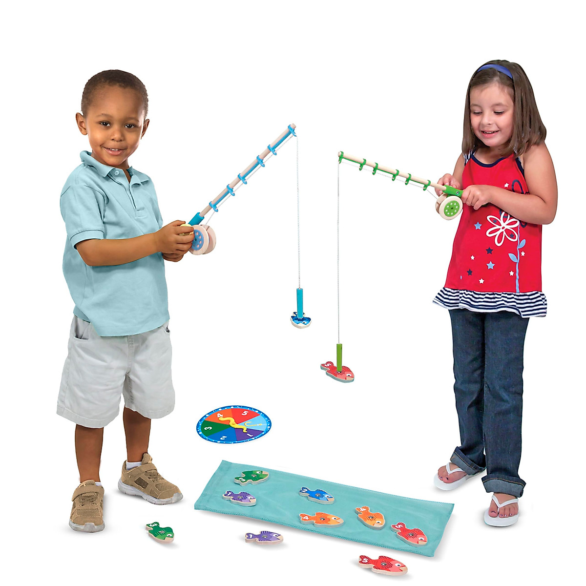 Melissa & Doug Catch & Count Wooden Fishing Game With 2 Magnetic Rods