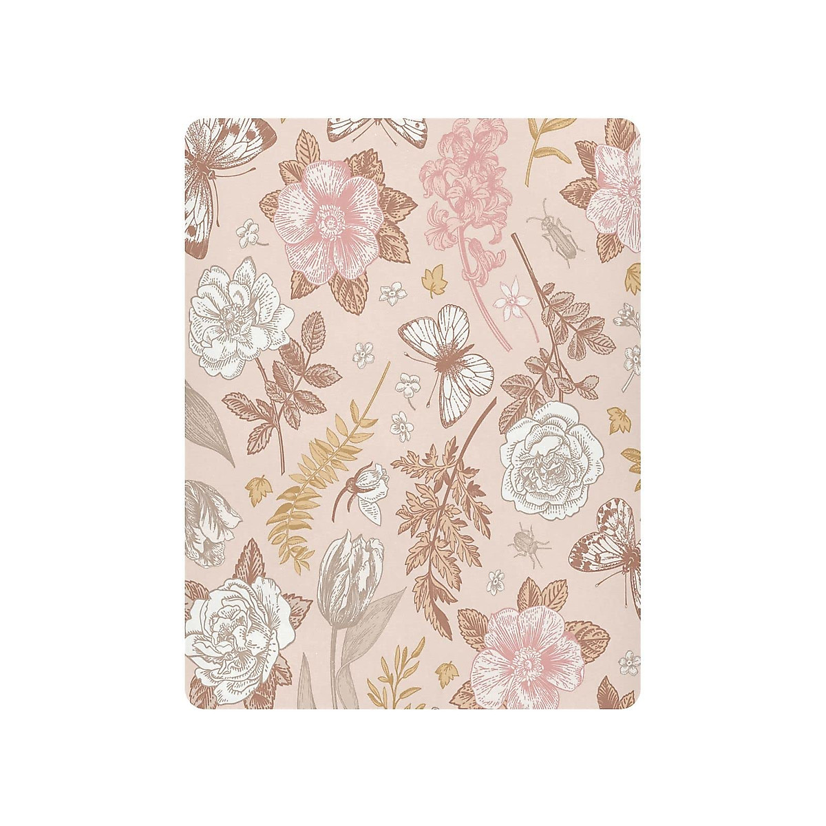 Fitted Crib Sheet for Boys Girls, Vintage Flowers Jersey Knit Baby Sheet for Standard Crib and Toddler Bed Mattresses, Cozy Soft Breathable, 28 x 52 in