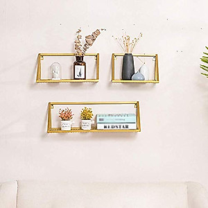 PIBM Stylish Simplicity Shelf Wall Mounted Floating Rack Shelves Simple Iron Art Bedroom Bookshelf Storage,3 Sizes,2 Colours, Metallic , ABC Combination