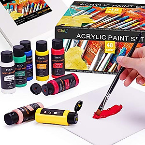 Acrylic Paint Set, 36 Colors (2 oz/Bottle) with 12 Art Brushes, Art Supplies for Painting Canvas, Wood, Ceramic & Fabric, Rich Pigments Lasting Quality for Beginners, Students & Professional Artist