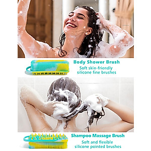 Silicone Exfoliating Body Scrubber Loofah Silicone Scalp Massager Shampoo Brush Soft Body Scrubbers for Use in Shower Lathers Well Easy to Clean 2 in 1 BSROLUNA (1 Pack Camouflage Green)