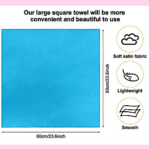 Tarpop 24 Pcs Women Square Neck Scarf Small Satin Scarf Handkerchief Solid Color Head Scarves Thin Scarf Retro Satin Ribbon Scarf for Women, 23.6 x 23.6 Inches, 24 Colors