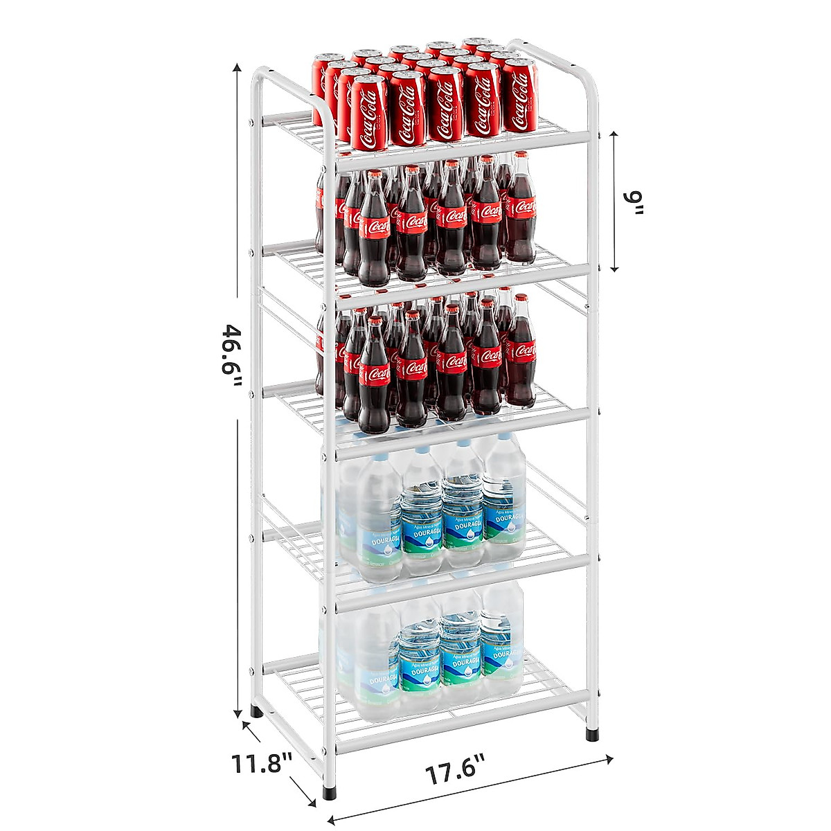 GEORIS 5- Tier Heavy Duty Wire Shelving Storage Rack | Modern Bathroom Shelf | Stackable Plant Standing Shelf Unit | Perfect for Kitchen, Living Room, Balcony | White