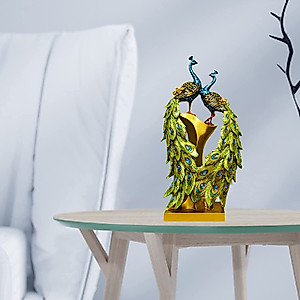 Peacock Figurine Desktop Statue Modern Peacock Ornament Desk Table Statue for Home Bedroom Living Room Garden Office - Style 01